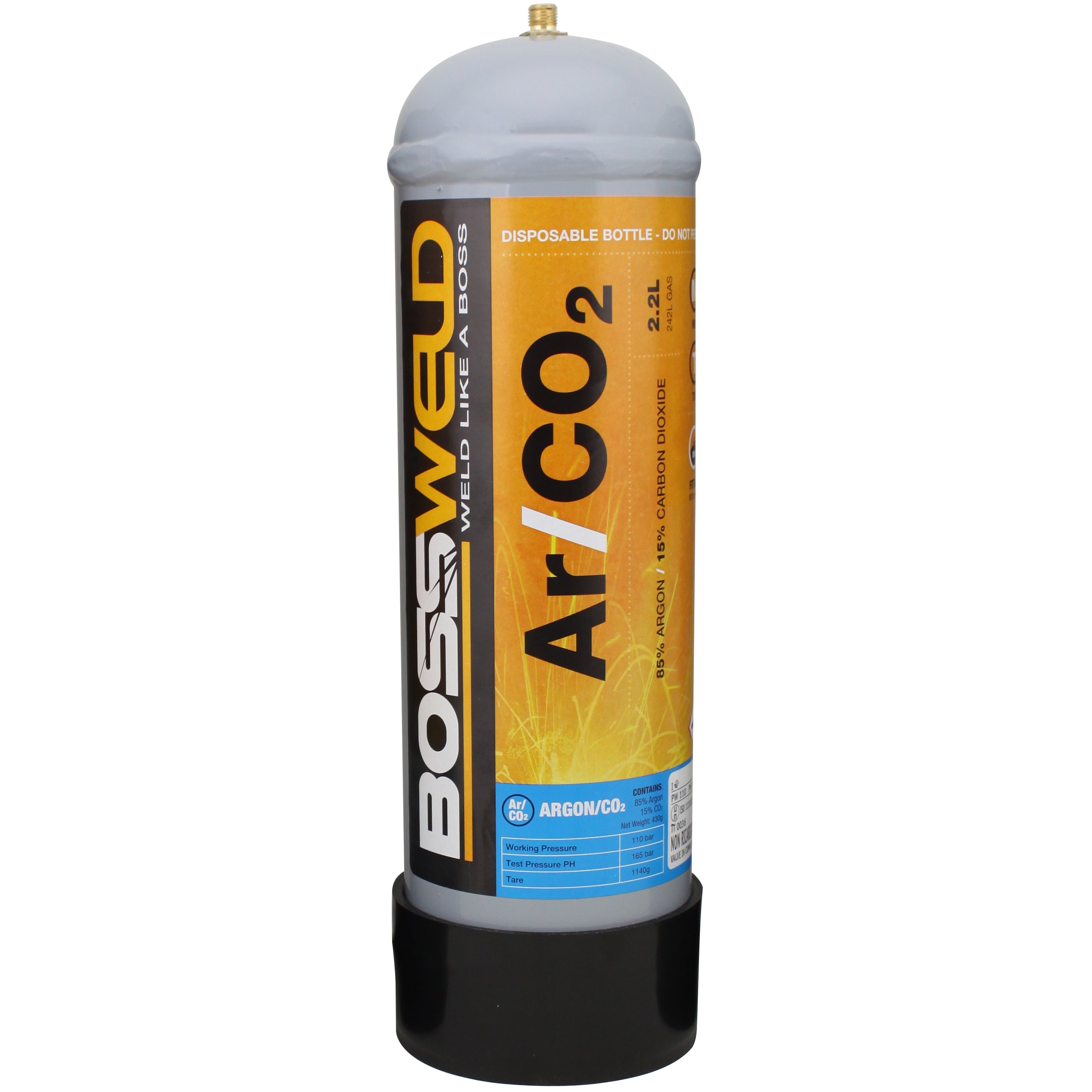 Argon/Co2 Gas Disposable Gas Bottles 2.2L 600033 – Bob The Welder